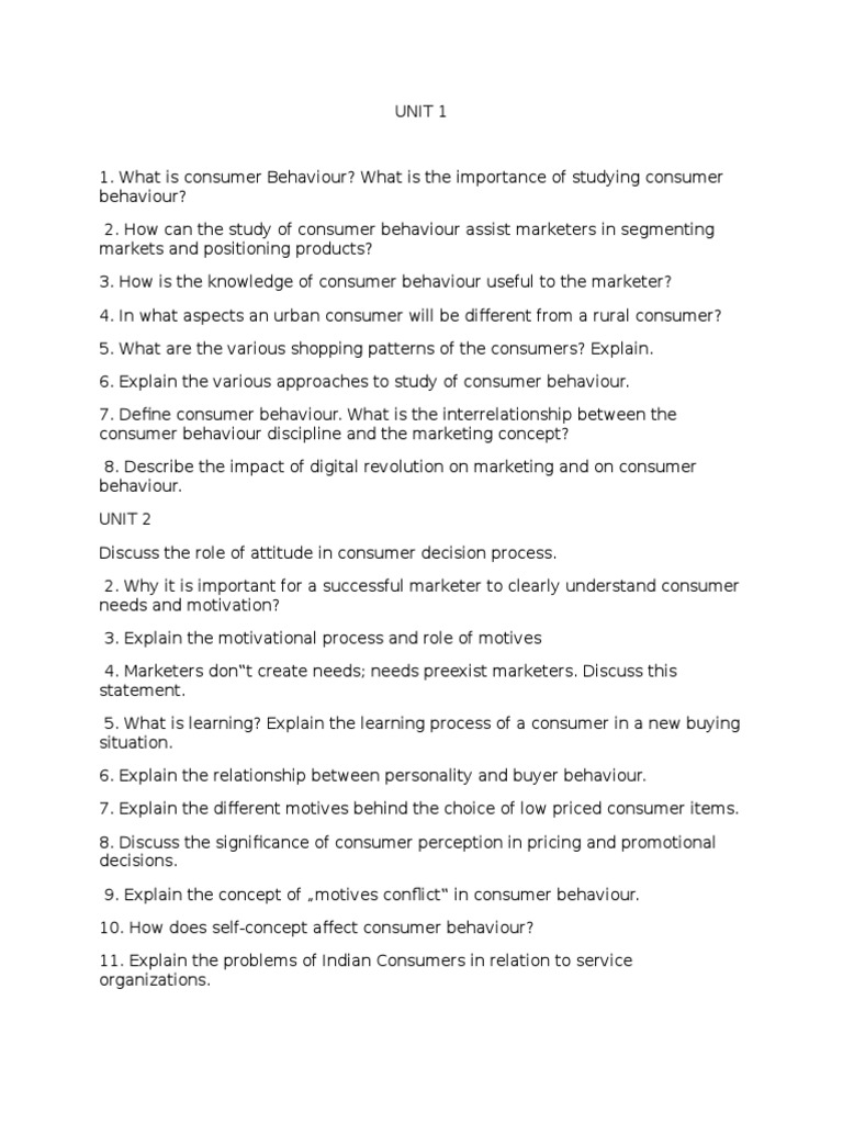 Consumer Behavior Question Bank | PDF | Consumer Behaviour | Behavior
