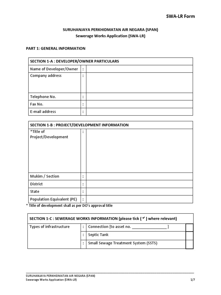 Sewerage Form SWA | PDF | Sanitary Sewer | Regulatory Compliance