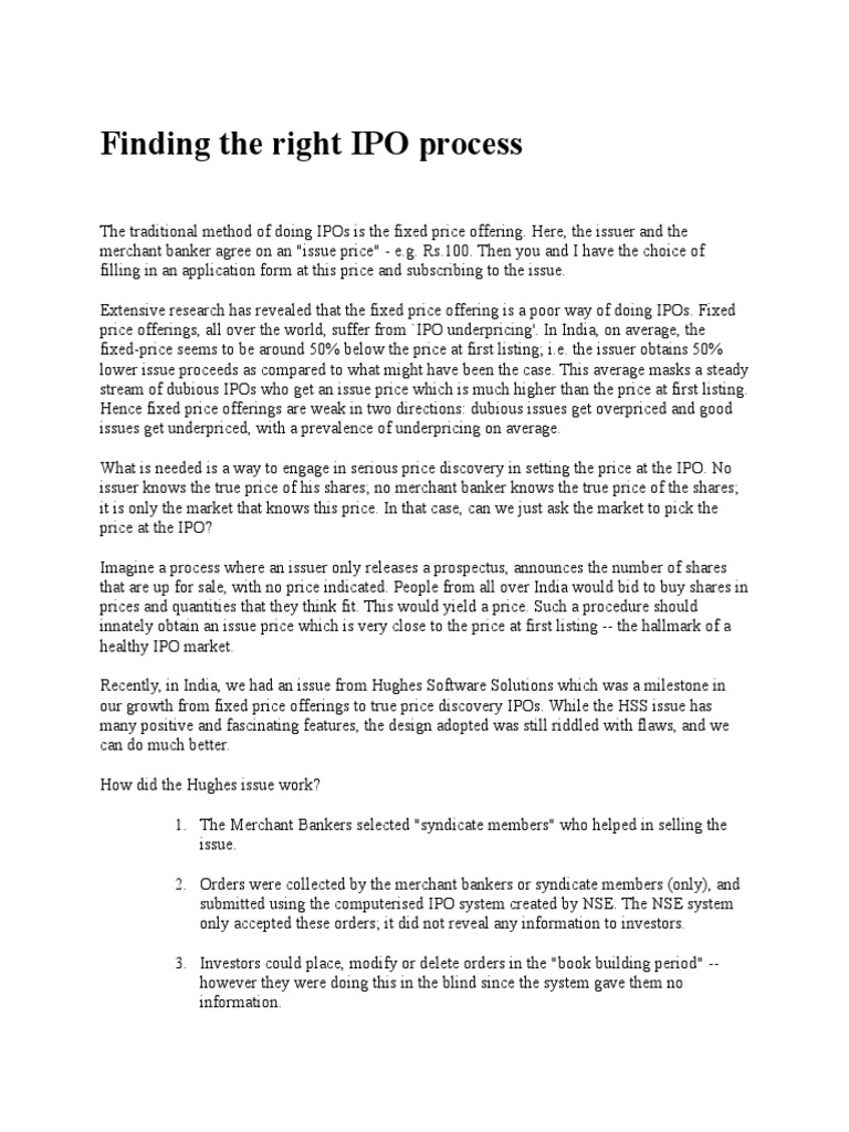 Optimizing IPO Processes for Price Discovery | PDF | Initial Public ...