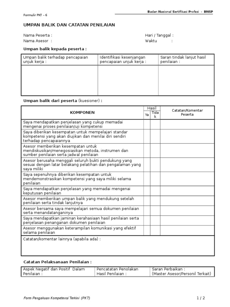 Umpan Balik Penilaian | PDF