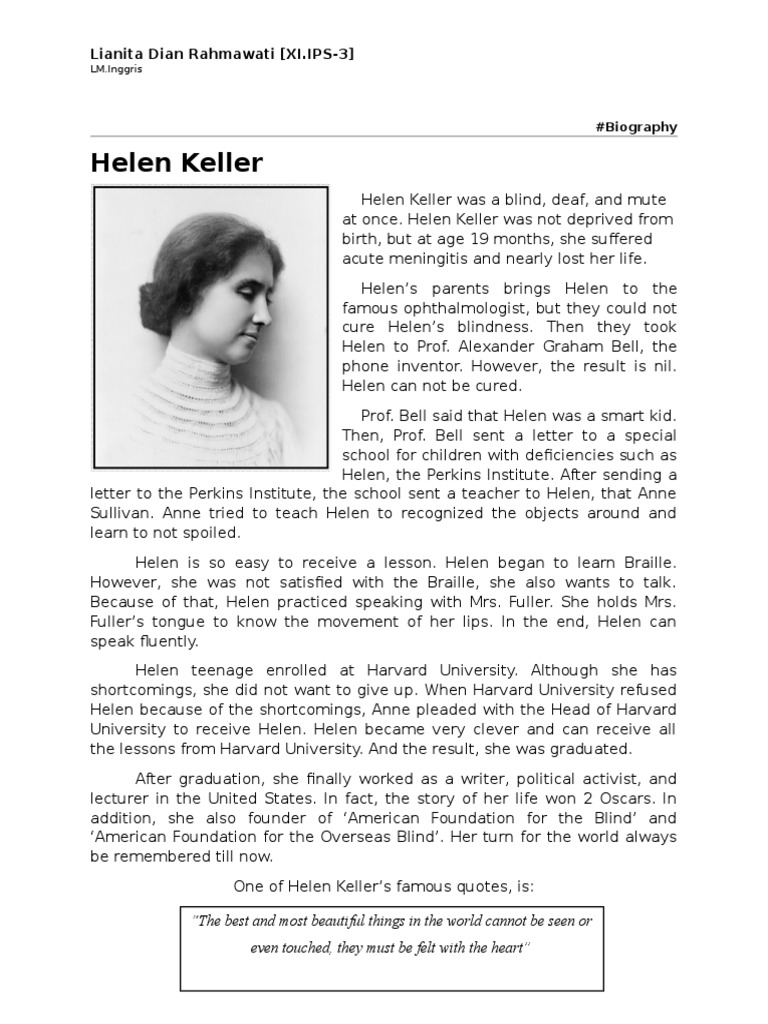 Helen Keller: A Life of Triumph | PDF