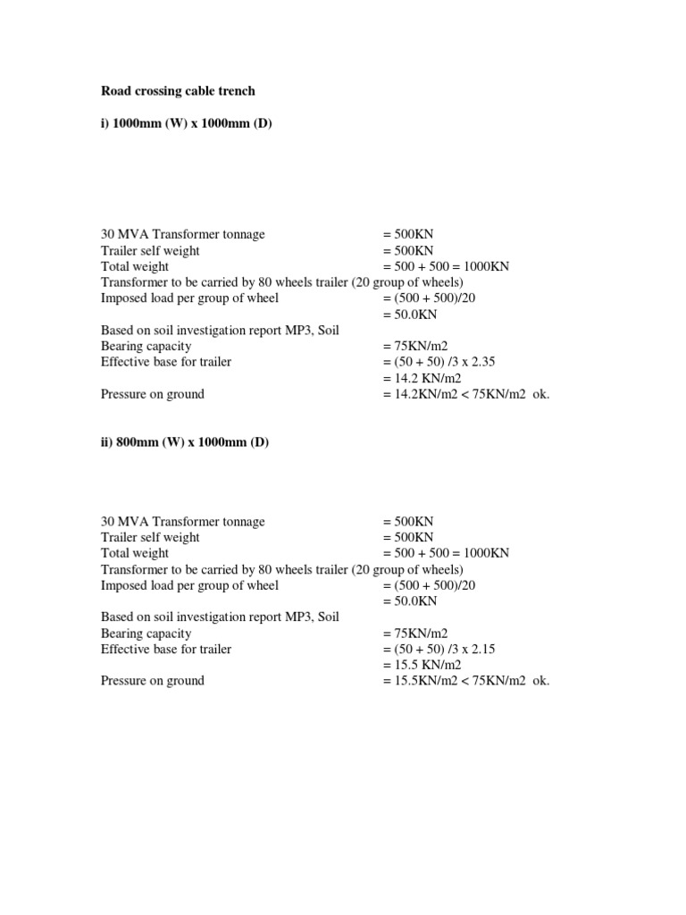 Road Crossing Cable Trench | PDF