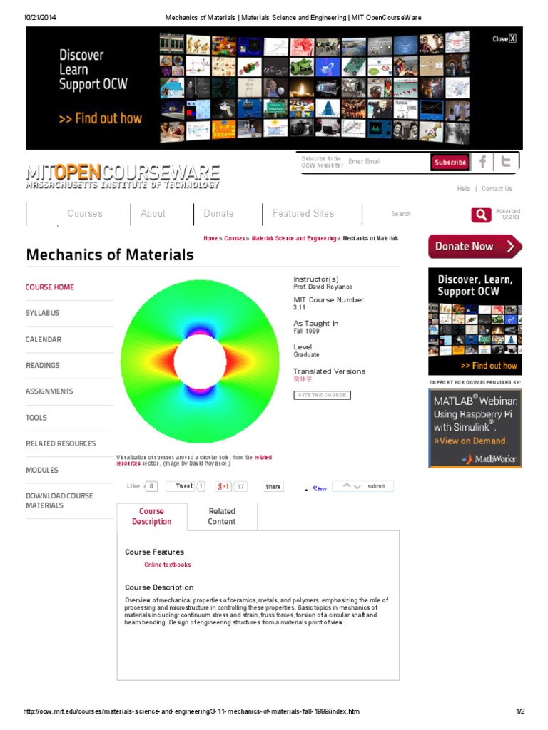 Mechanics of Materials - Materials Science and Engineering - MIT ...