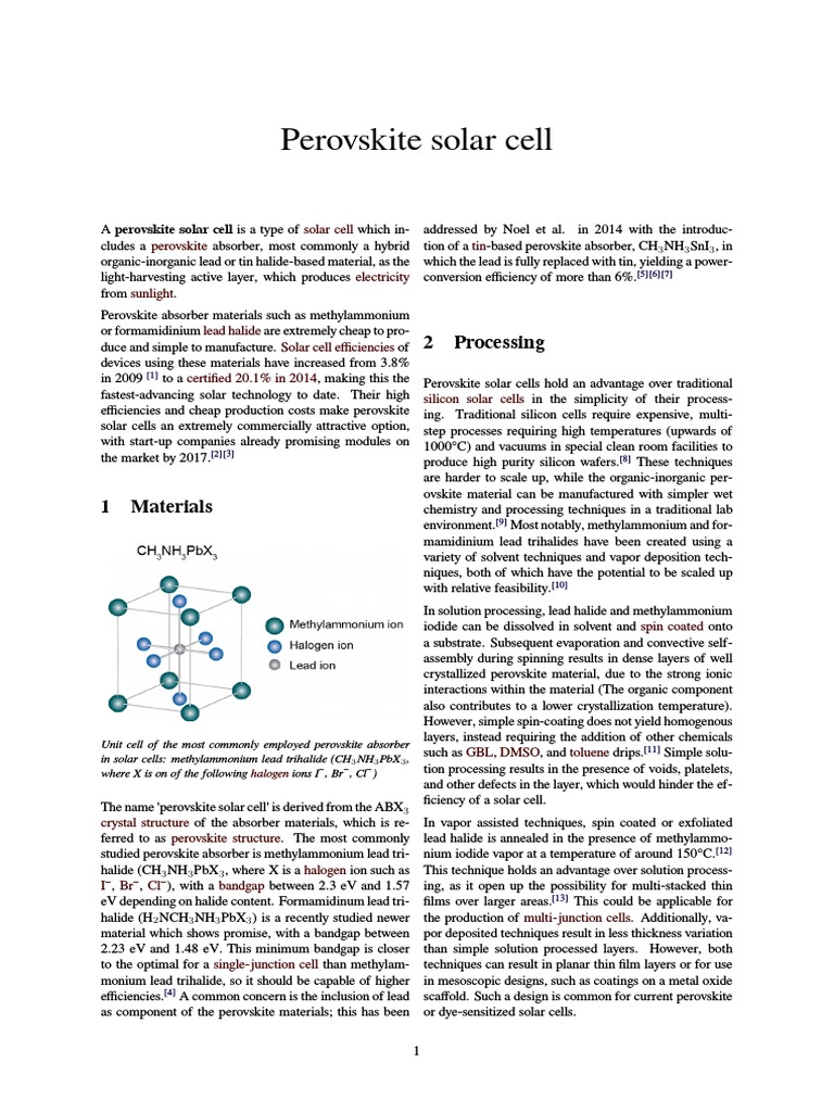 Perovskite Solar Cell | PDF | Materials Science | Semiconductors