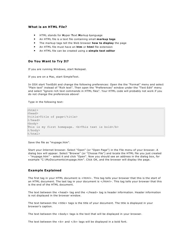 What Is An HTML File? | PDF | Html Element | Hyperlink