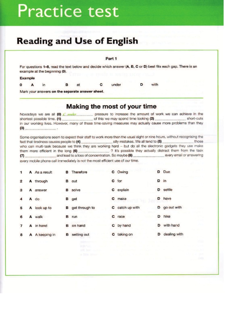 Gold First Practice Test | PDF