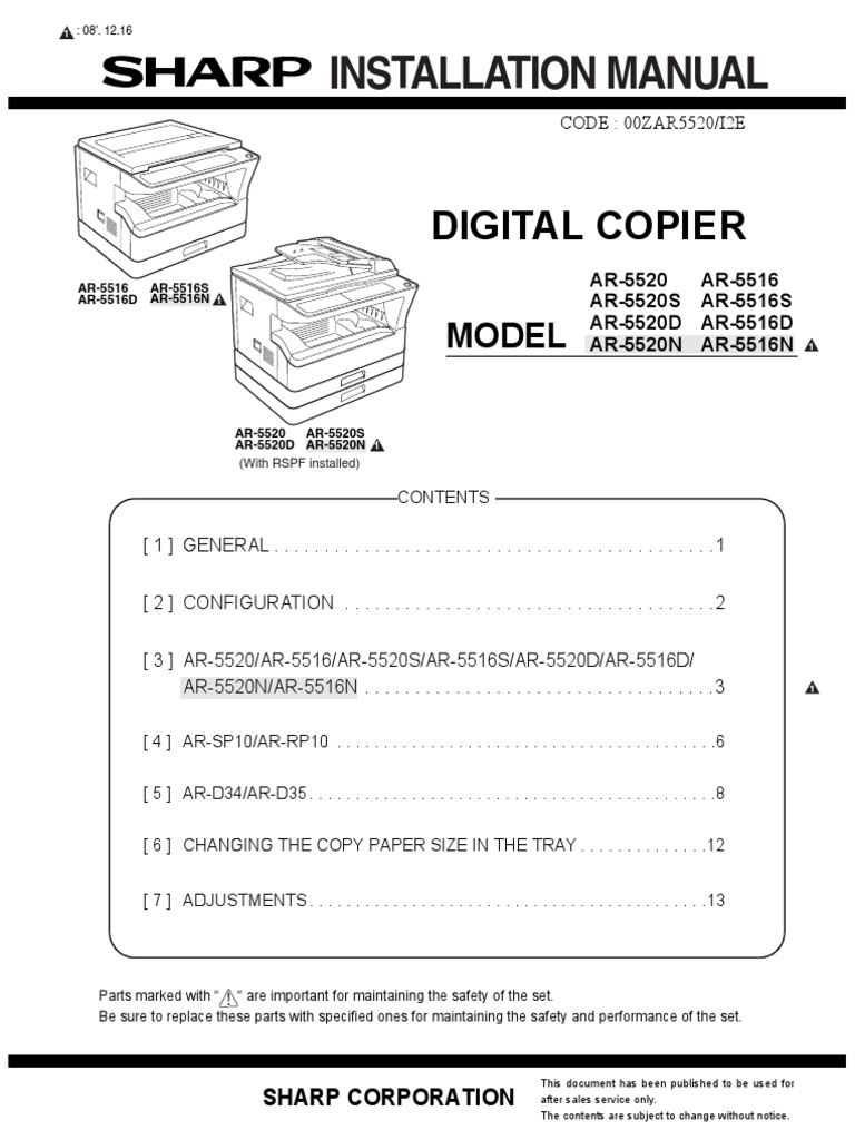 Sharp AR5516 5520 Installation Manual | PDF | Ip Address | Image Scanner