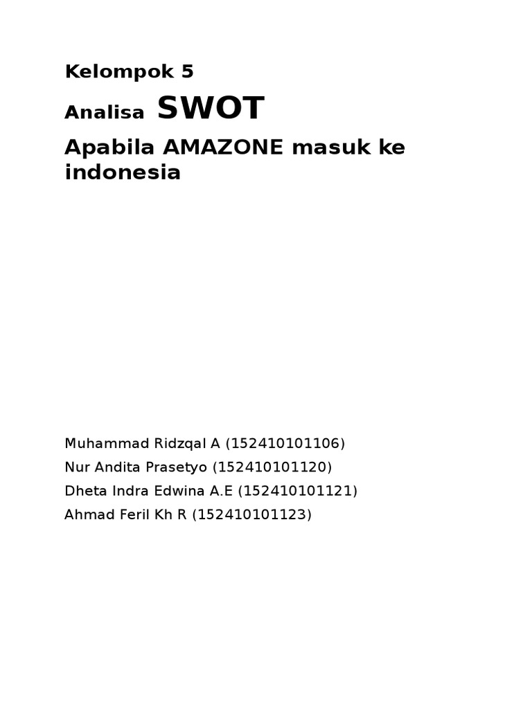 Analisa SWOT Amazon - Com Kel5 | PDF
