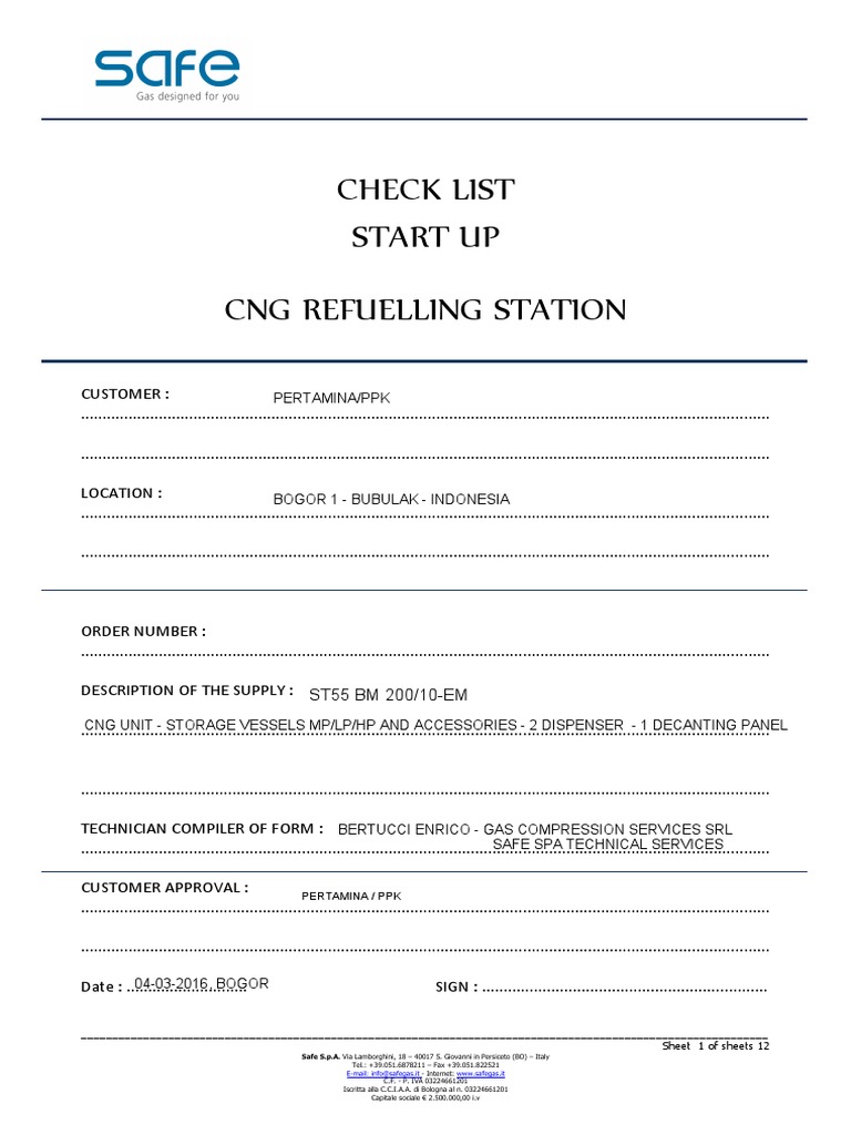 Start-Up Check List-Eng Modificato | PDF | Gas Compressor | Gas ...