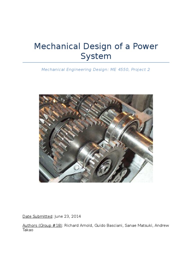 Mechanical Design of A Power System | PDF | Strength Of Materials | Bending