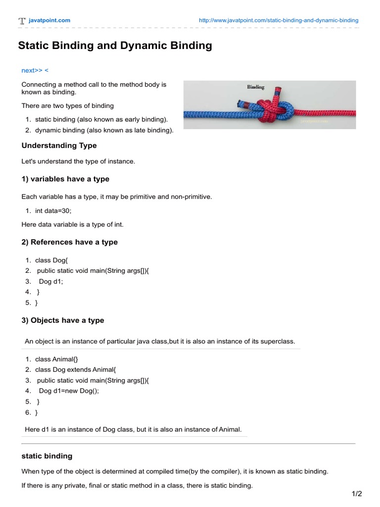 Static Binding and Dynamic Binding | PDF | Computers | Technology ...