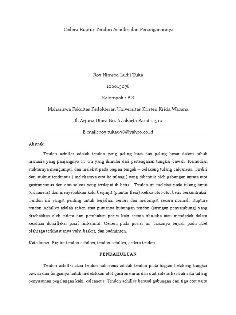 Ruptur Tendon Achilles | PDF | Olahraga & Rekreasi