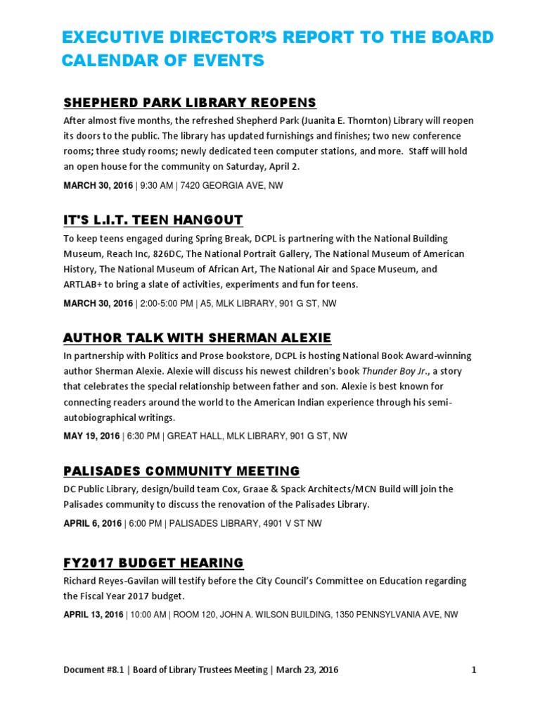 Document #8.1 - Executive Director's Report - March 23, 2016 PDF | PDF ...