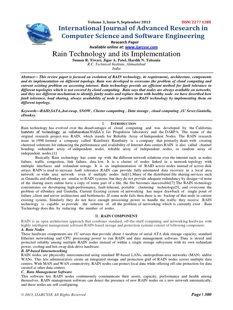 Rain Technology and Its Implementation | Download Free PDF | Network ...