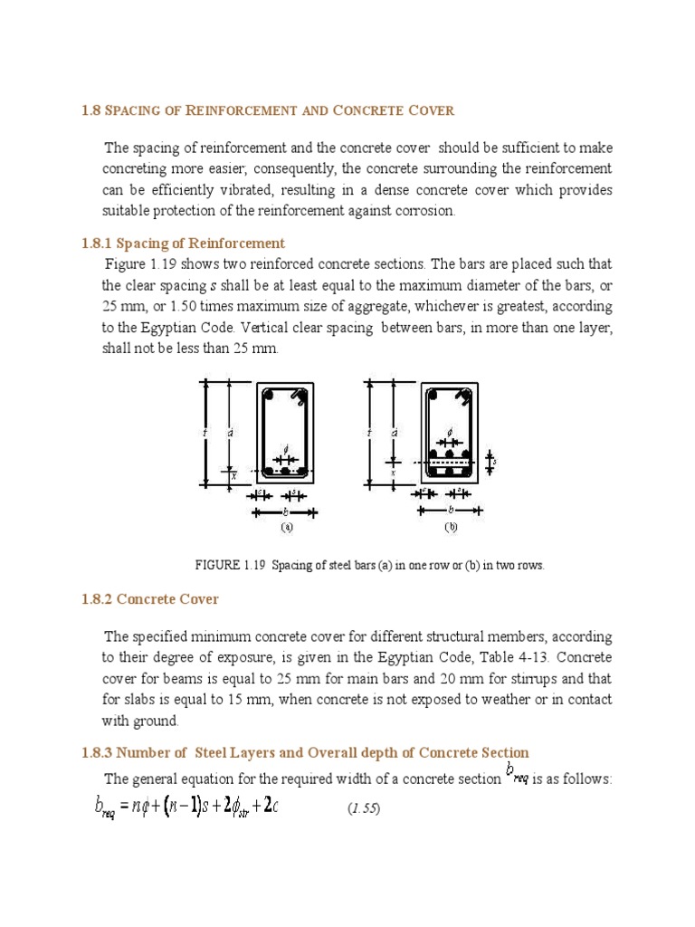 Reinforcement Spacing and Concrete Cover | PDF | Science & Mathematics