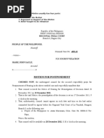 Motion For Postponement Sample | PDF | Separation Of Powers | Lawsuit