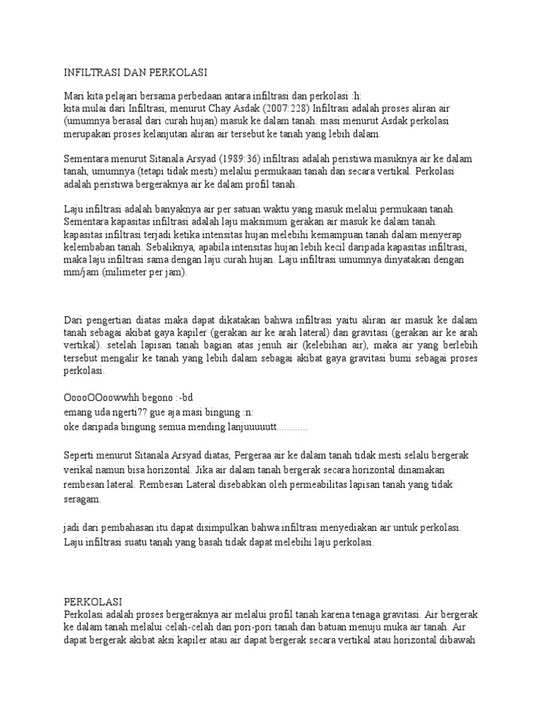 Infiltrasi Dan Perkolasi | PDF