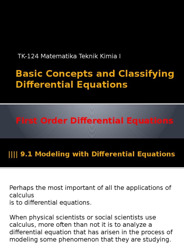 Basic Concepts and Classifying Differential Equations | PDF ...