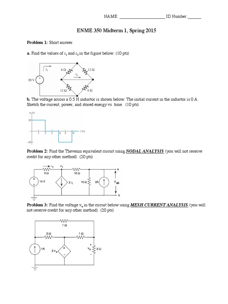 ENME 350 Midterm Exam Problems | PDF | Teaching Methods & Materials ...