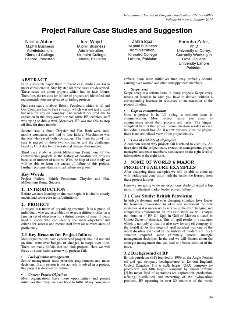 Project Failure Case Studies | PDF | Mergers And Acquisitions ...
