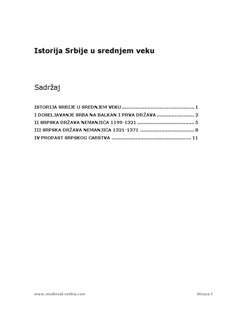 Istorija Srbije U Srednjem Veku | PDF