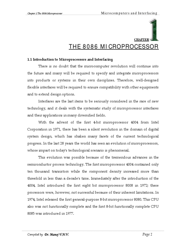 The 8086 Microprocessor: 1.1 Introduction To Microprocessors and Interfacing | PDF | Central ...