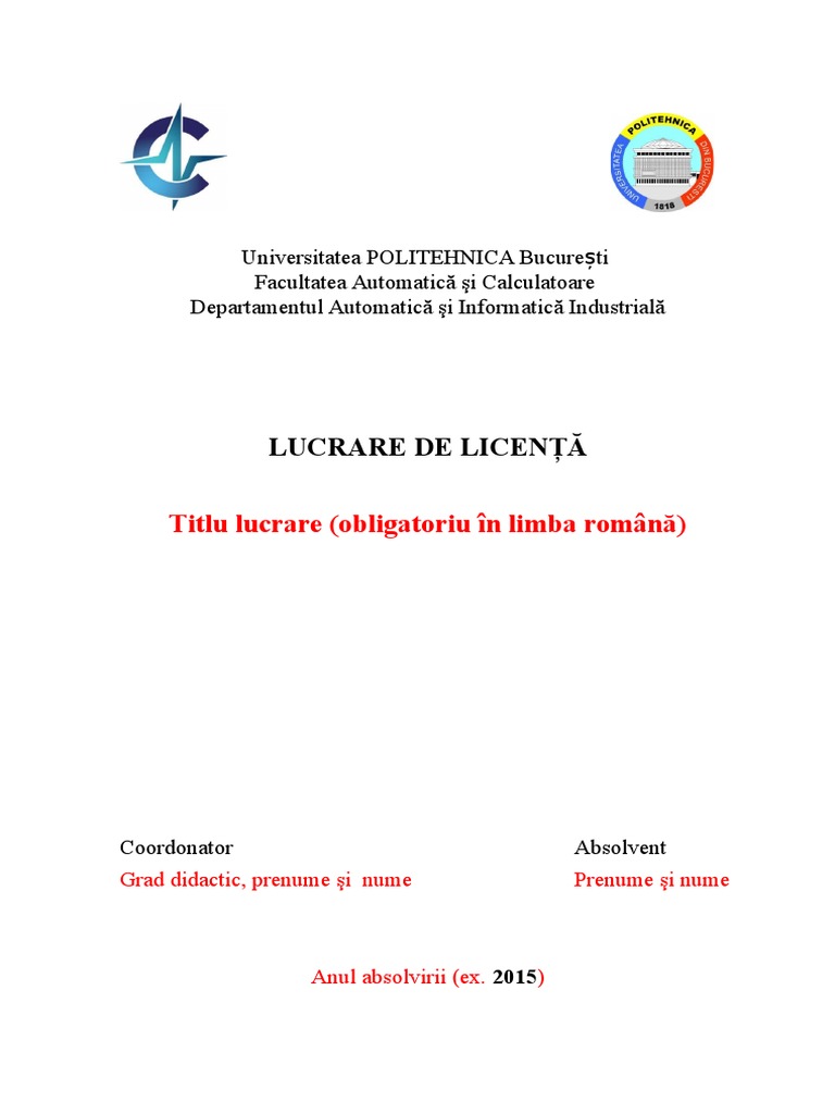 Model Lucrare Licenta | PDF