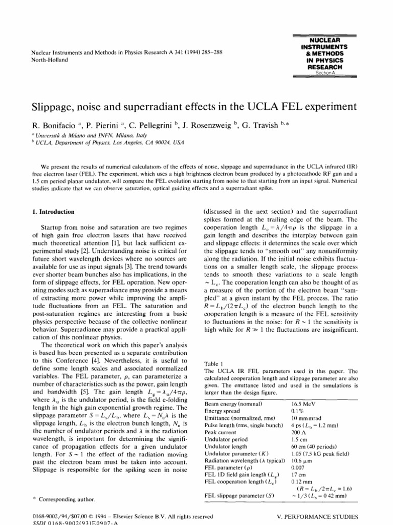Slippage, Noise and Superradiant Effects in The UCLA FEL Experiment ...