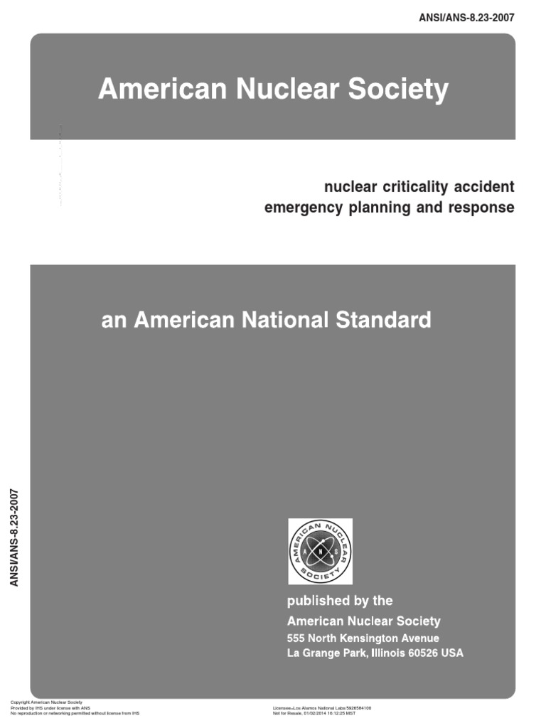 ANSI-ANS 8.23-2007 Nuclear Criticality Accident Emergency Planning and ...