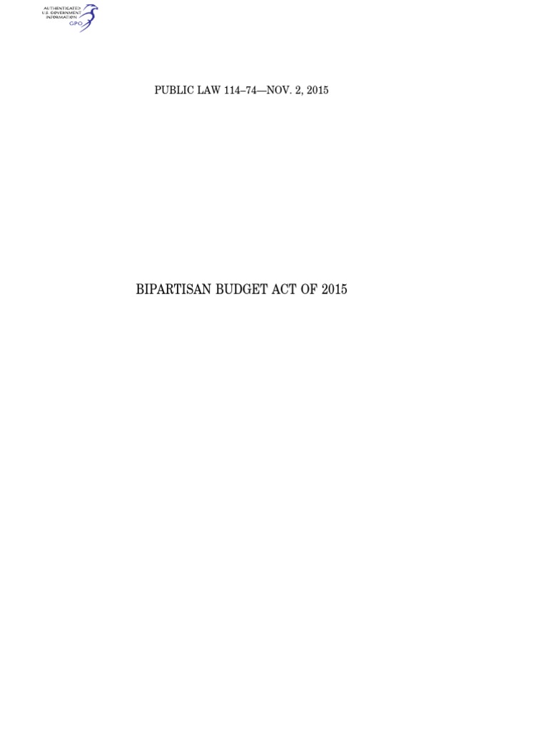 Bipartisan Budget Act of 2015 | PDF | Baseline (Budgeting) | Balanced ...