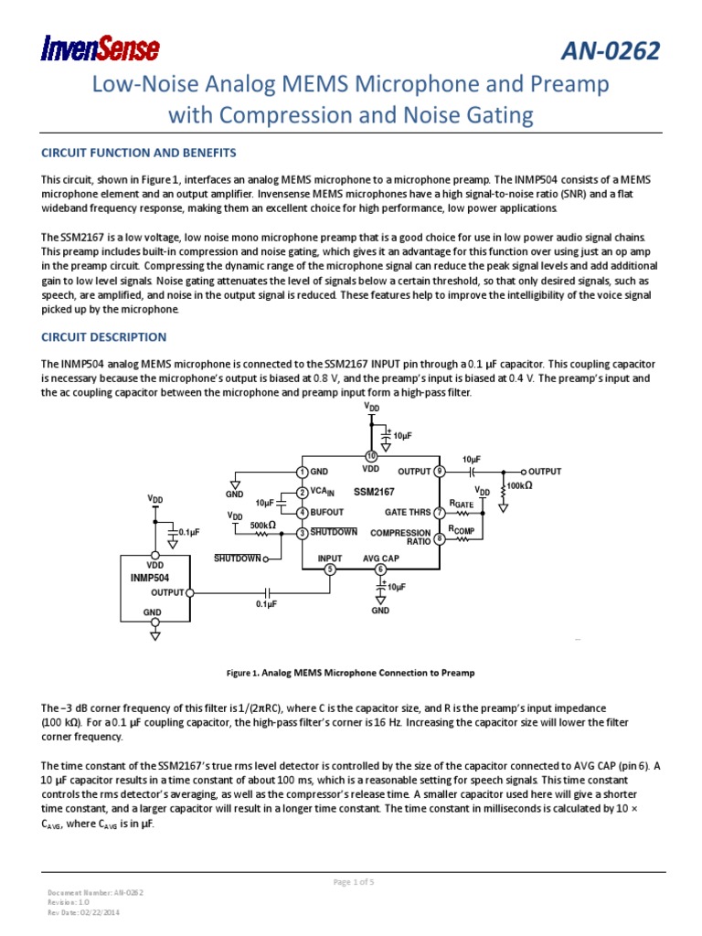 Low Noise Analog MEMS Microphone and Preamp | PDF | Microphone | Decibel