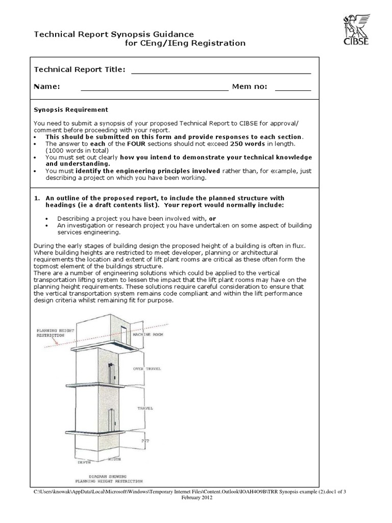 Technical Report Synopsis | Elevator | Engineering