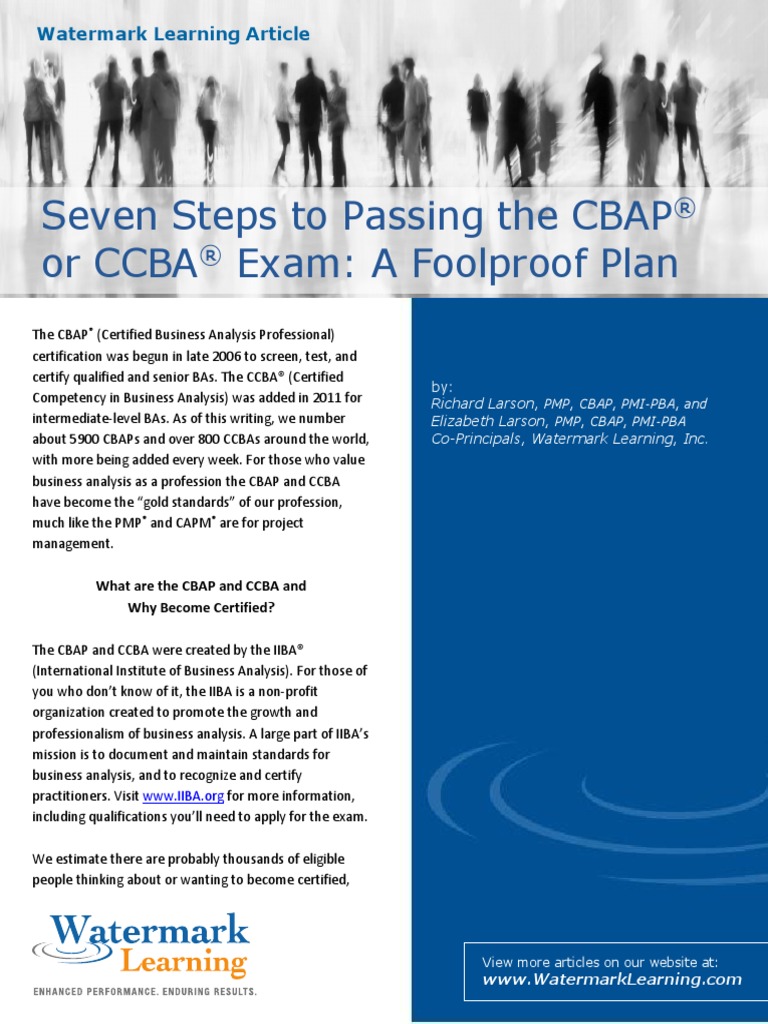 CBAP CCBA Certification Foolproof Plan | PDF | Professional ...
