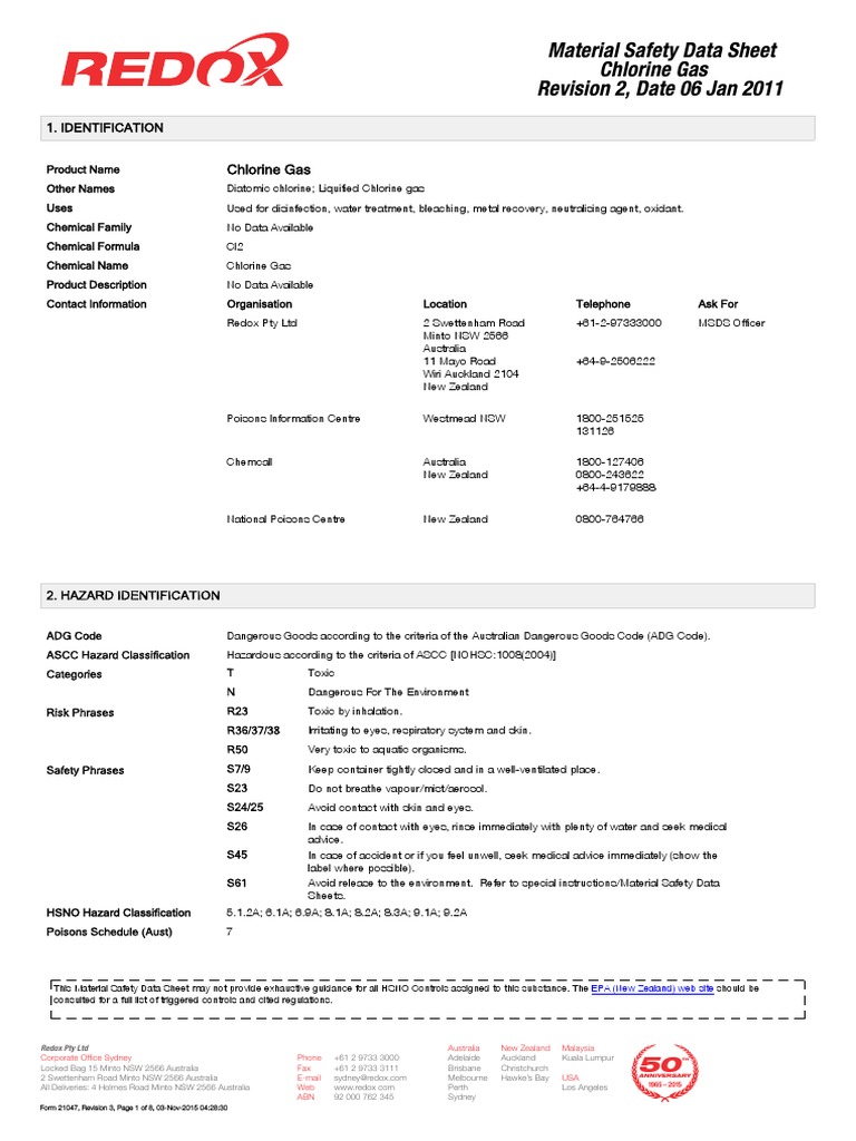 msds klorin | Chlorine | Nitrogen