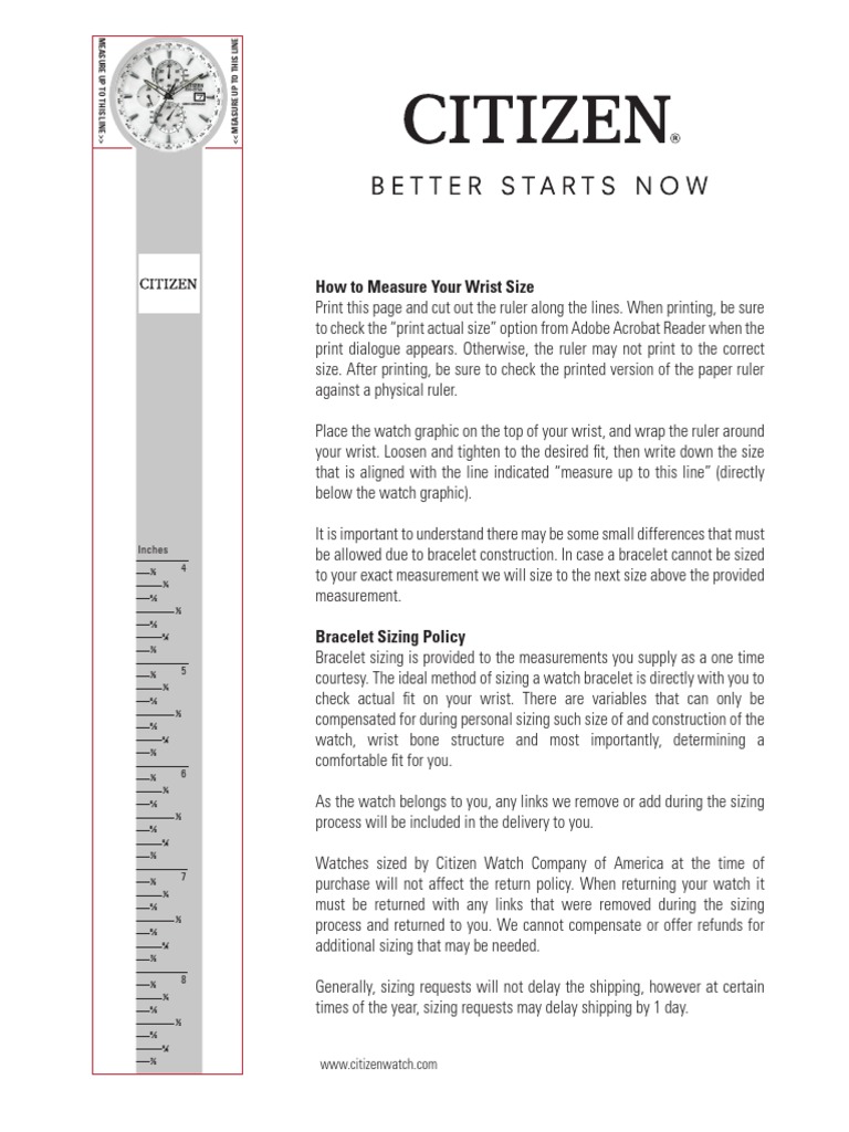 Citizen Watch Size Measurement Guide | PDF | Business