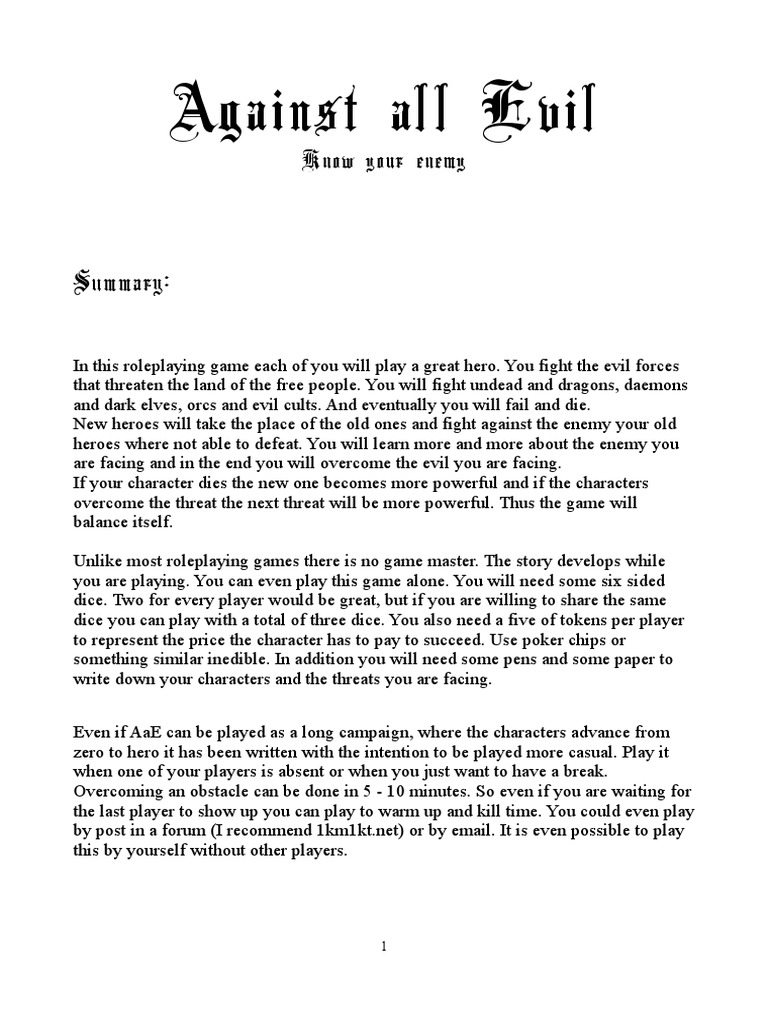 Against All Evil | PDF | Leisure