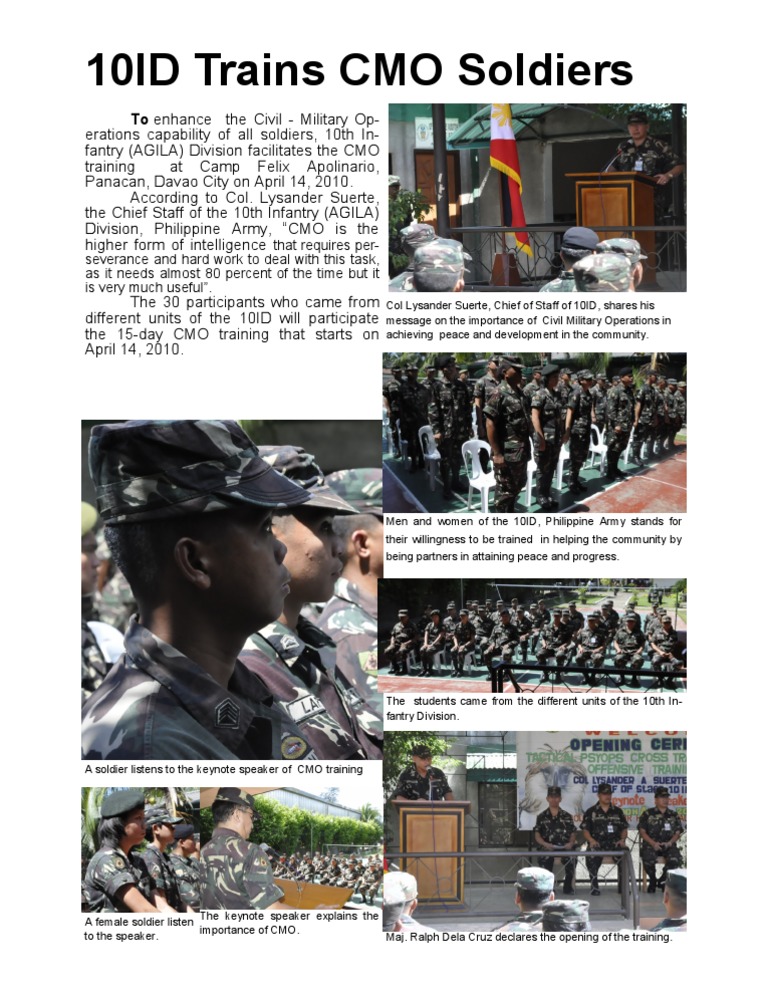10th Infantry Division Trains CMO Soldiers | PDF