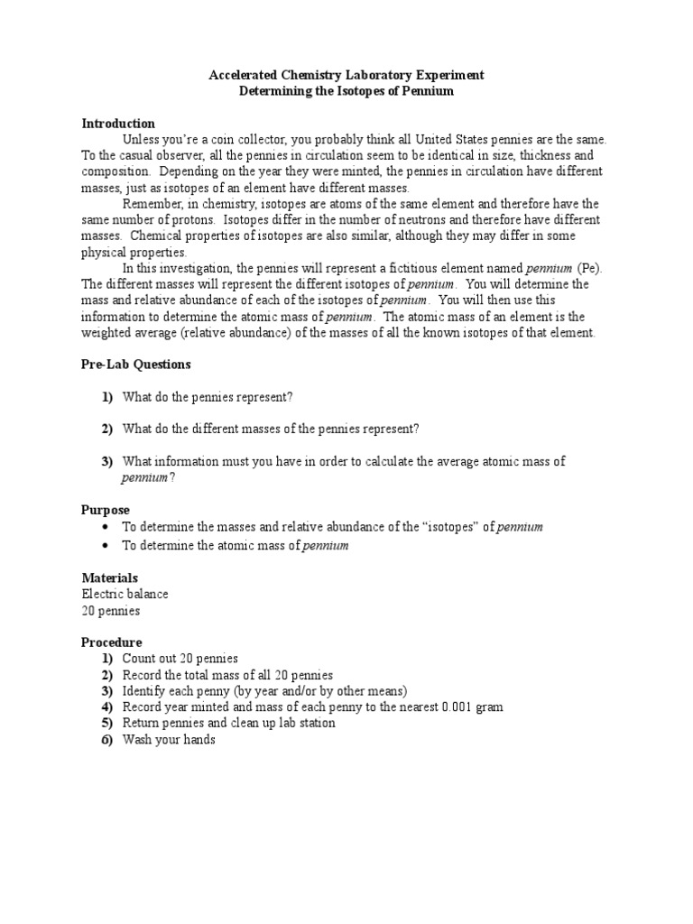 Isotopes of Pennium Lab | PDF | Isotope | Chemical Elements