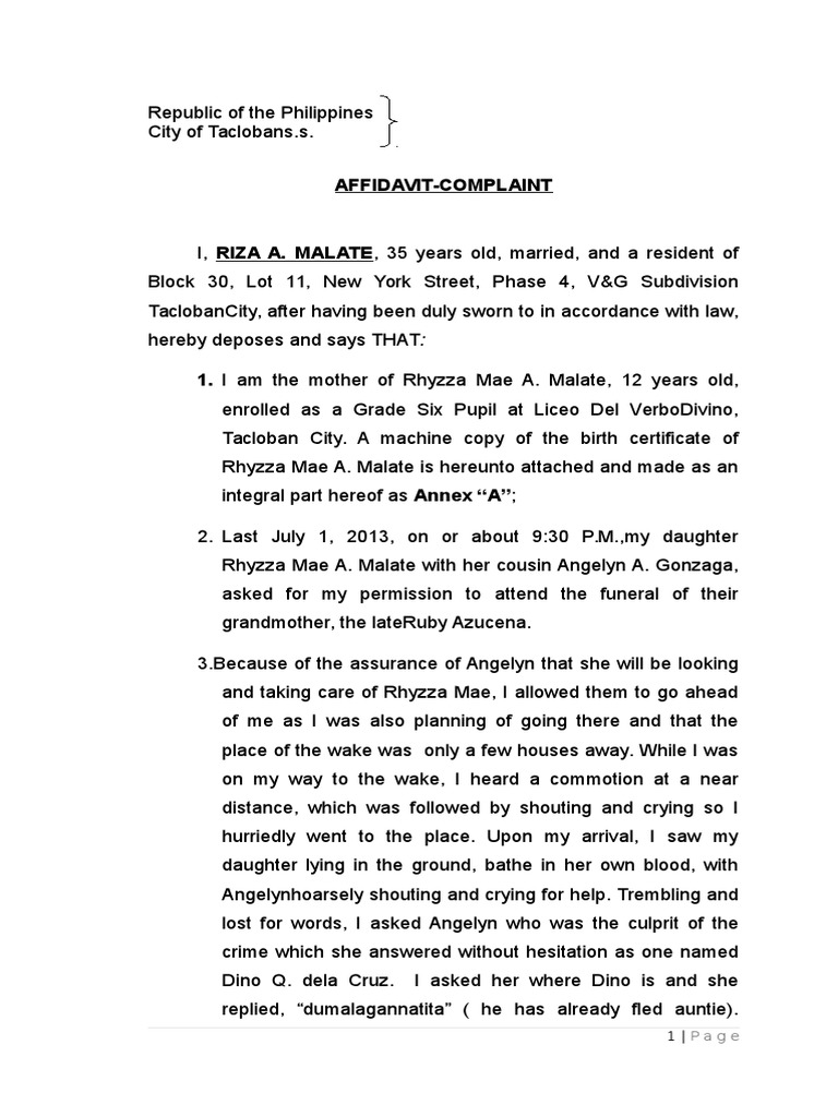 Complaint Affidavit Murder Docx | Violence | Crimes