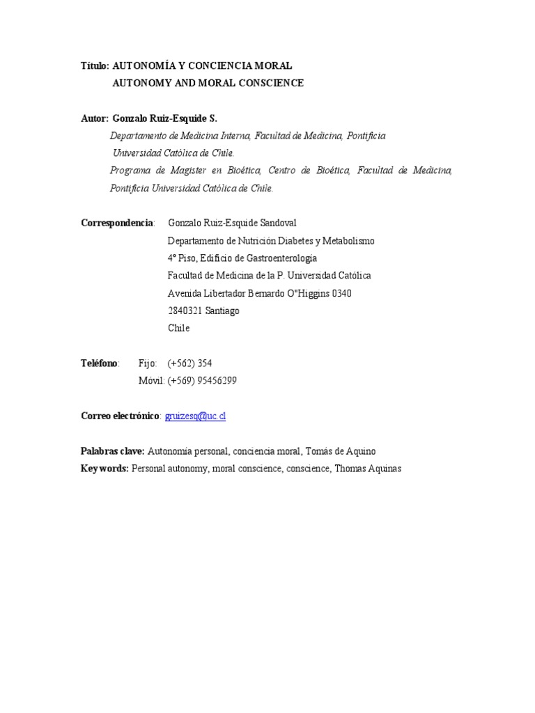 Autonomia y Conciencia Moral | PDF | Moralidad | Razón