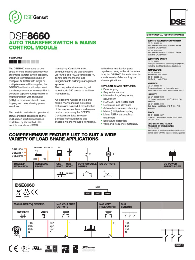 Dse8660 Data Sheet Us | Download Free PDF | Mains Electricity | Backlight