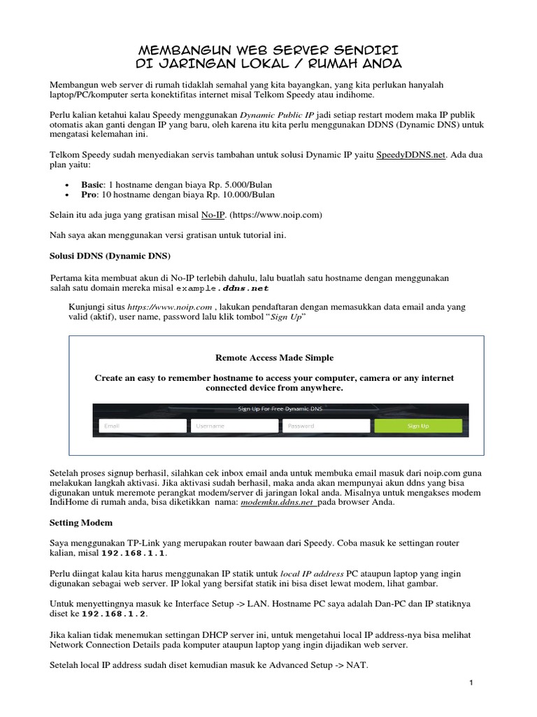 Setup Web Server Rumah dengan DDNS | PDF | Komputer