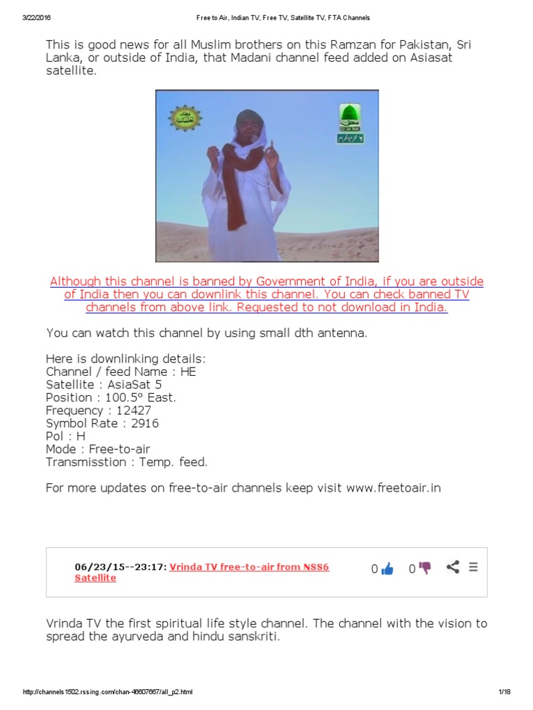 Free To Air, Indian TV, Free TV, Satellite TV, FTA Channels PDF | PDF ...