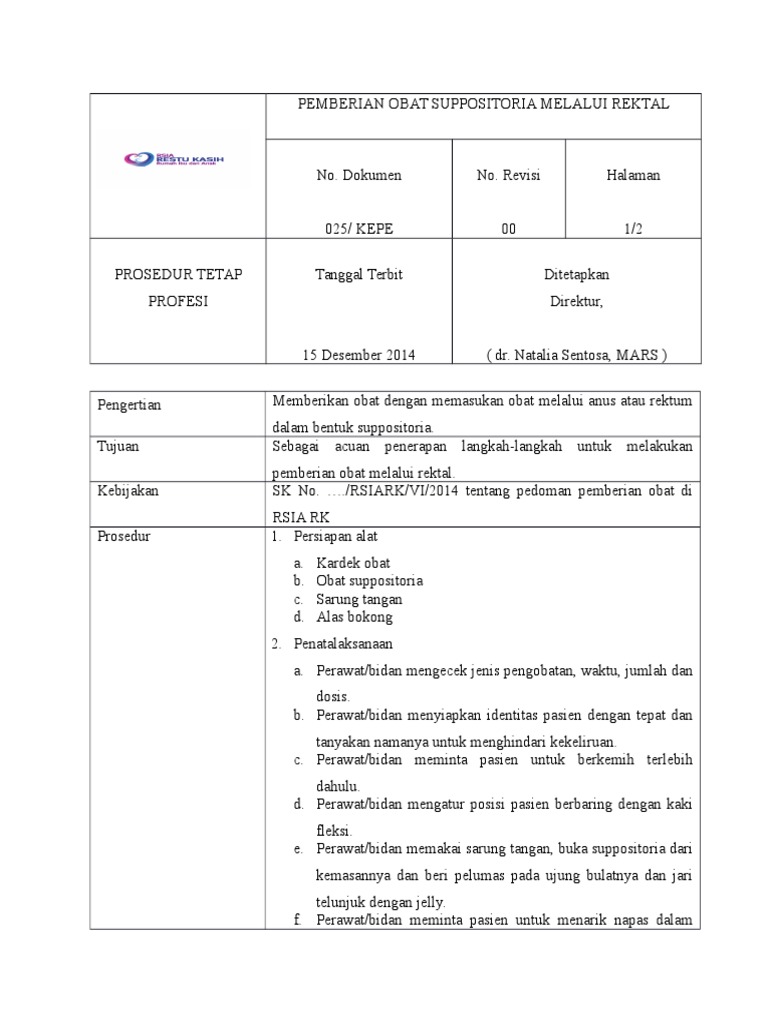 Spo Pemberian Obat Suppositoria Melalui Rektal | PDF