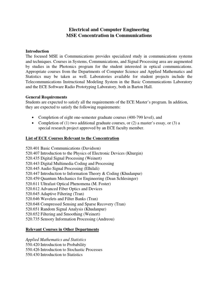 MSE Concentration in Communications Rev 10 2015 | PDF | Signal ...