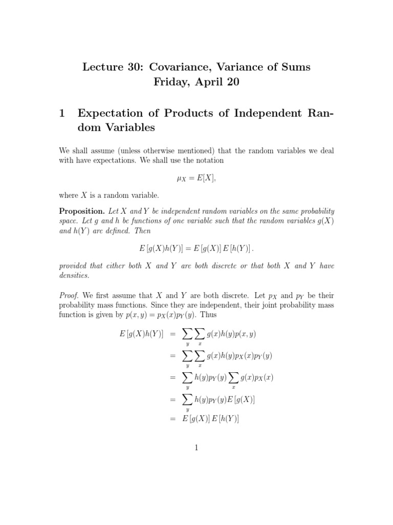 Sum of Variances | PDF | Covariance | Variance