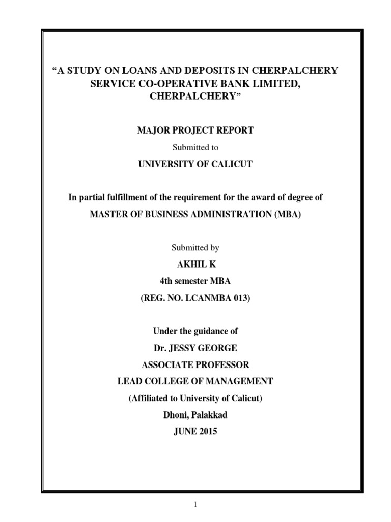 Major Project (Akhil.k) | PDF | Cooperative | Banks