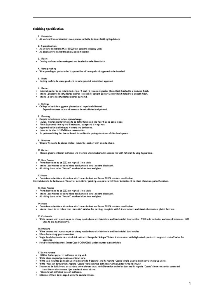 Building Finishes Specification Guide | PDF | Tile | Framing (Construction)
