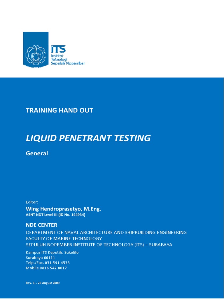 Liquid Penetrant Testing Overview | PDF | Ultraviolet | Chemistry