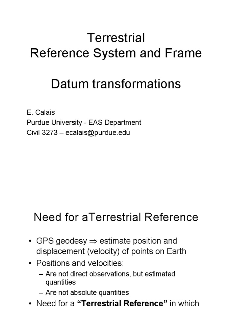 Terrestrial Reference System and Frame | PDF | Geodesy | Cartesian ...
